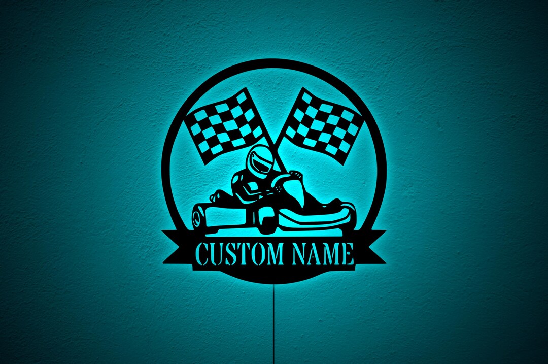 Custom Go Kart Racing RGB Wall Decor, Car Driver Name Sign, Garage Wall ...