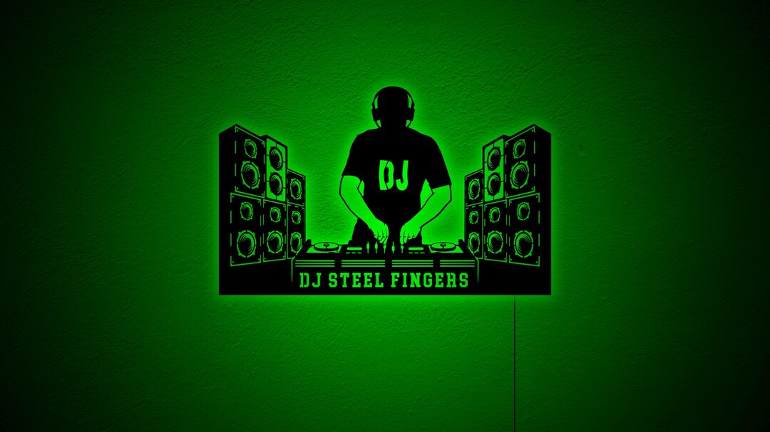 Personalized DJ Music RGB LED Wall Light, Disc Jockey Wall Decor ...