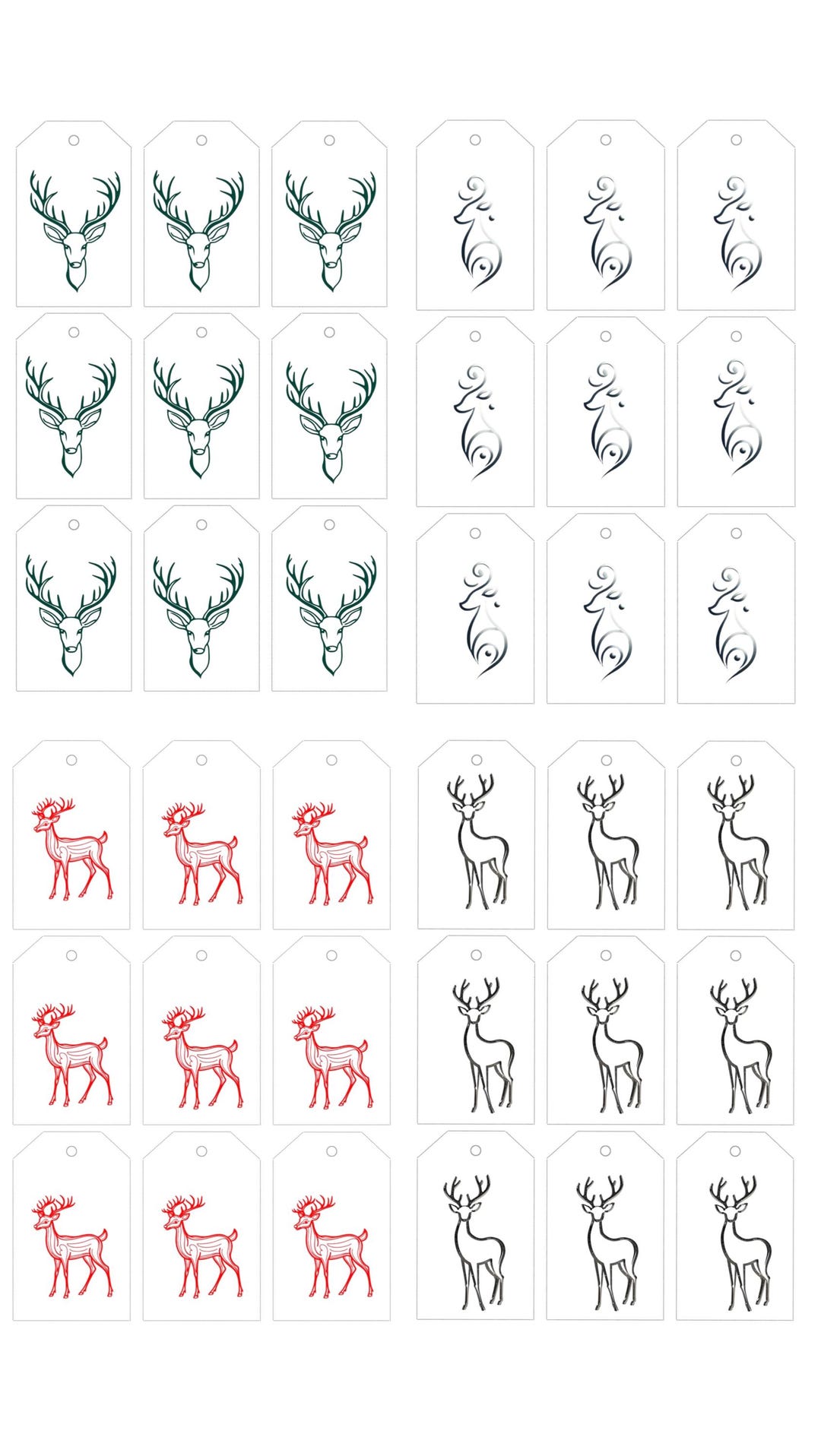 DIY Printable Christmas Gift Tags Elegant Deer Design Digital Download ...
