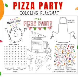 Pizza Party Coloring Placemat for Pizza Party Sleep Over Coloring Pages ...