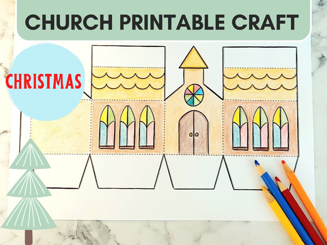 Printable Origami Paper Church, Paper Church Kit,folded Paper House, X ...