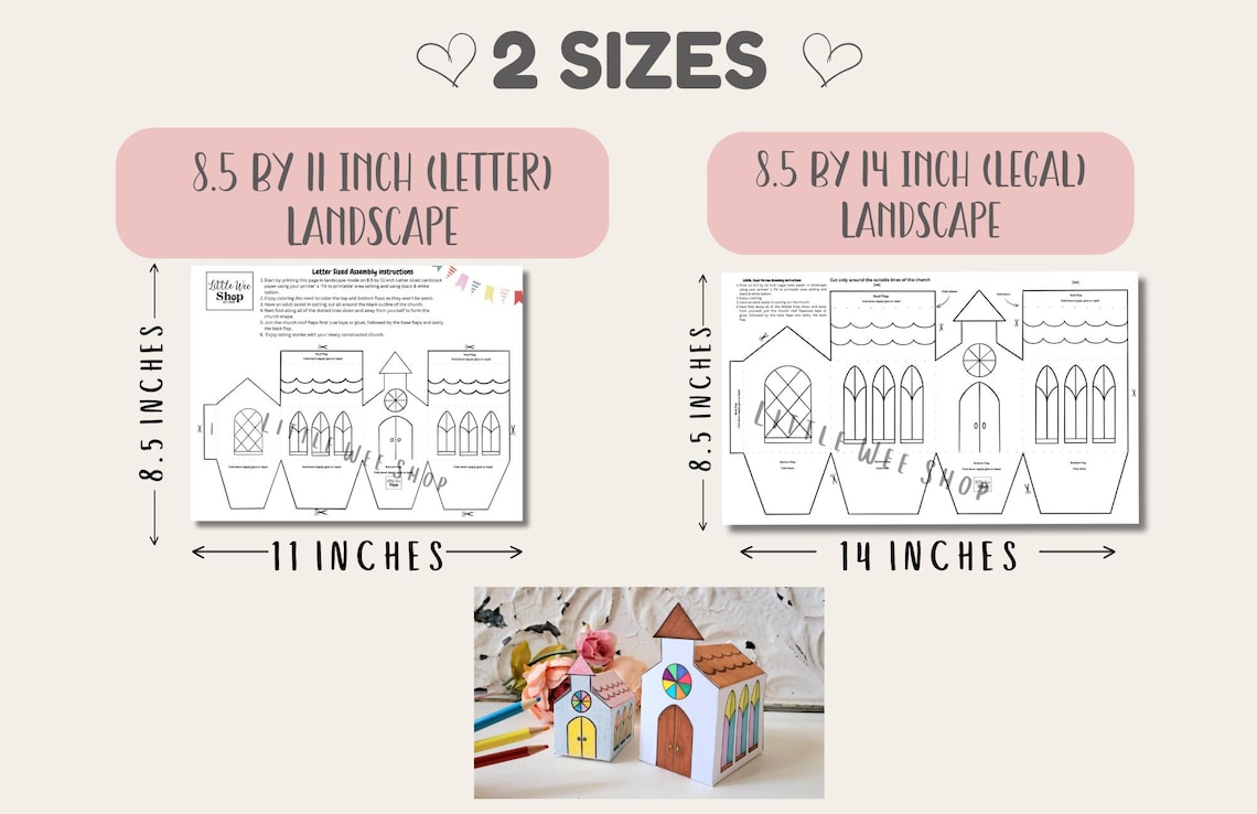 Printable Origami Paper Church, Paper Church Kit,folded Paper House, X ...