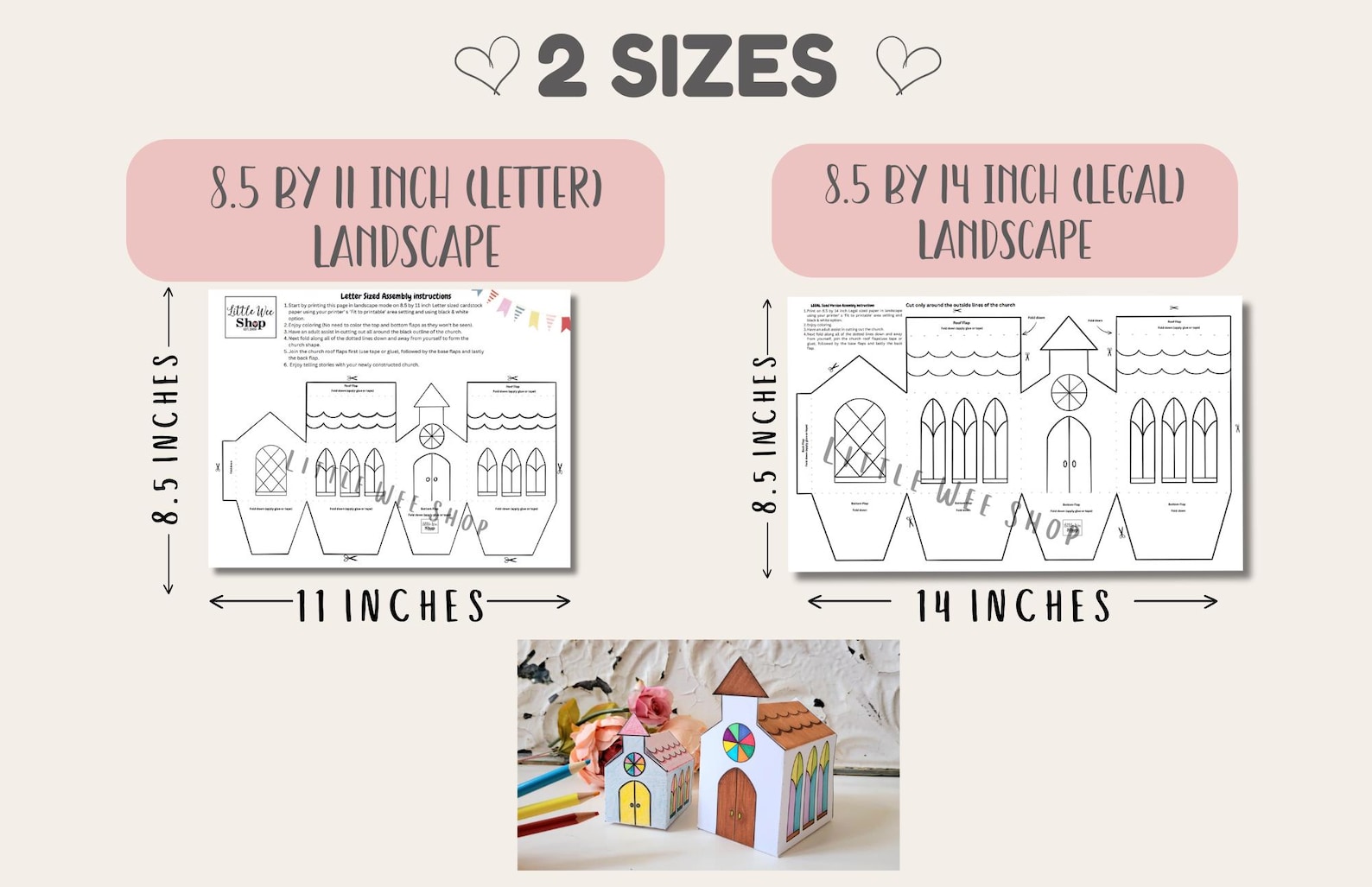 Printable Origami Paper Church, Paper Church Kit,folded Paper House, X ...
