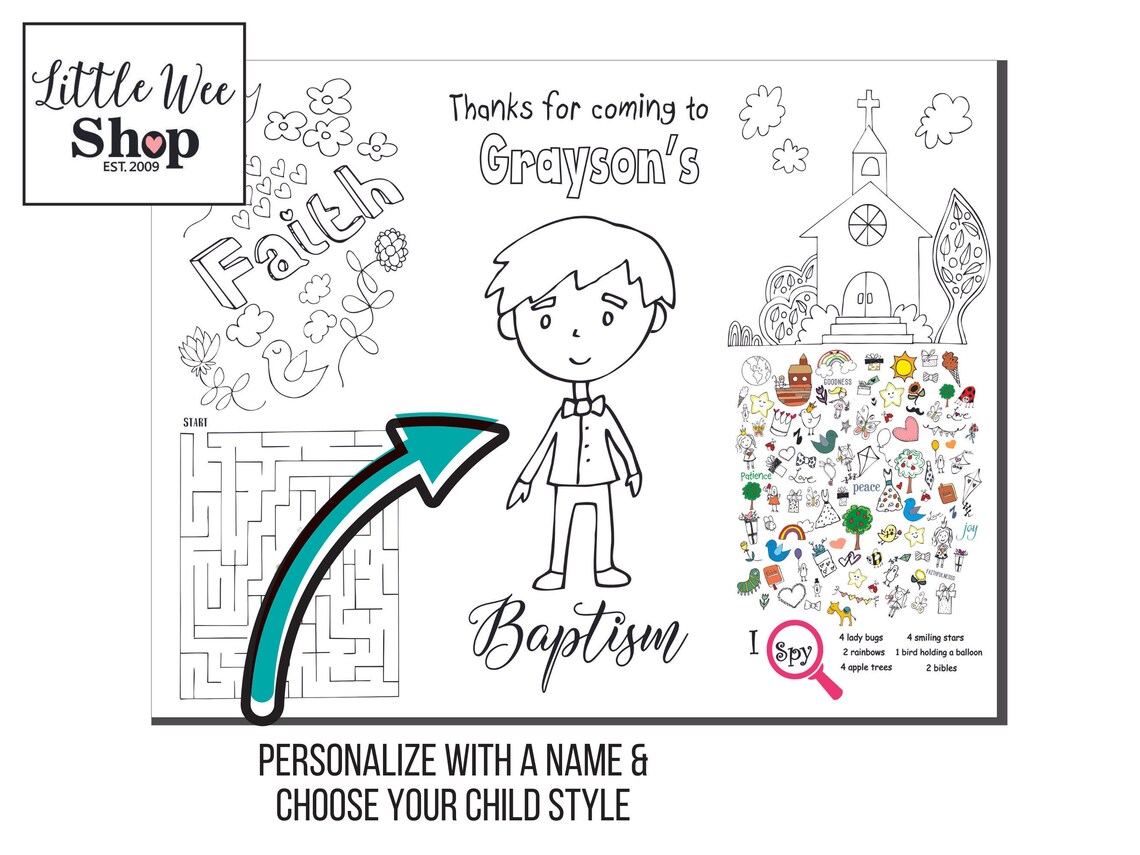Christening Baptism Coloring Pages Confirmation Activity - Etsy Canada