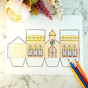 Printable Origami Paper Church, Paper Church Kit,folded Paper House, X ...