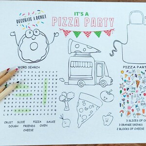 Pizza Party Coloring Placemat for Pizza Party Sleep Over Coloring Pages ...