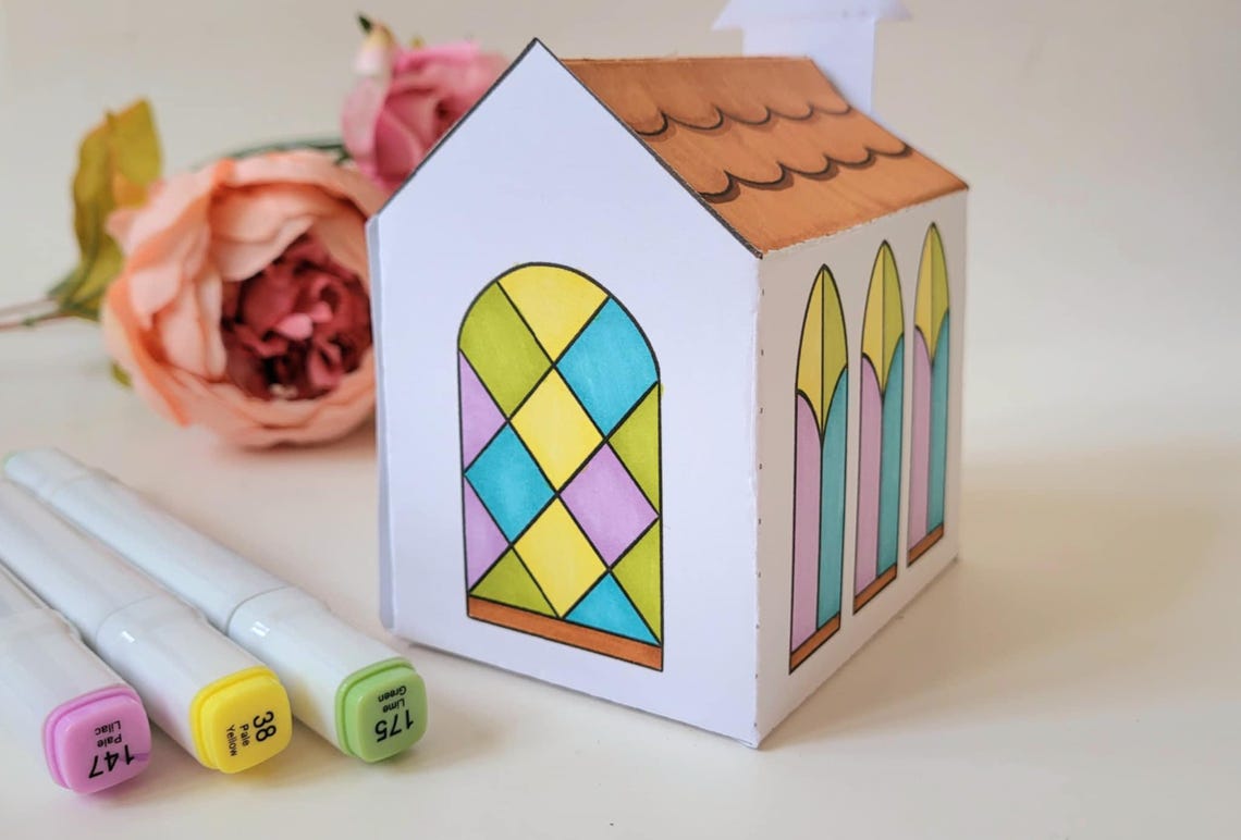 Printable Origami Paper Church, Paper Church Kit,folded Paper House, X ...