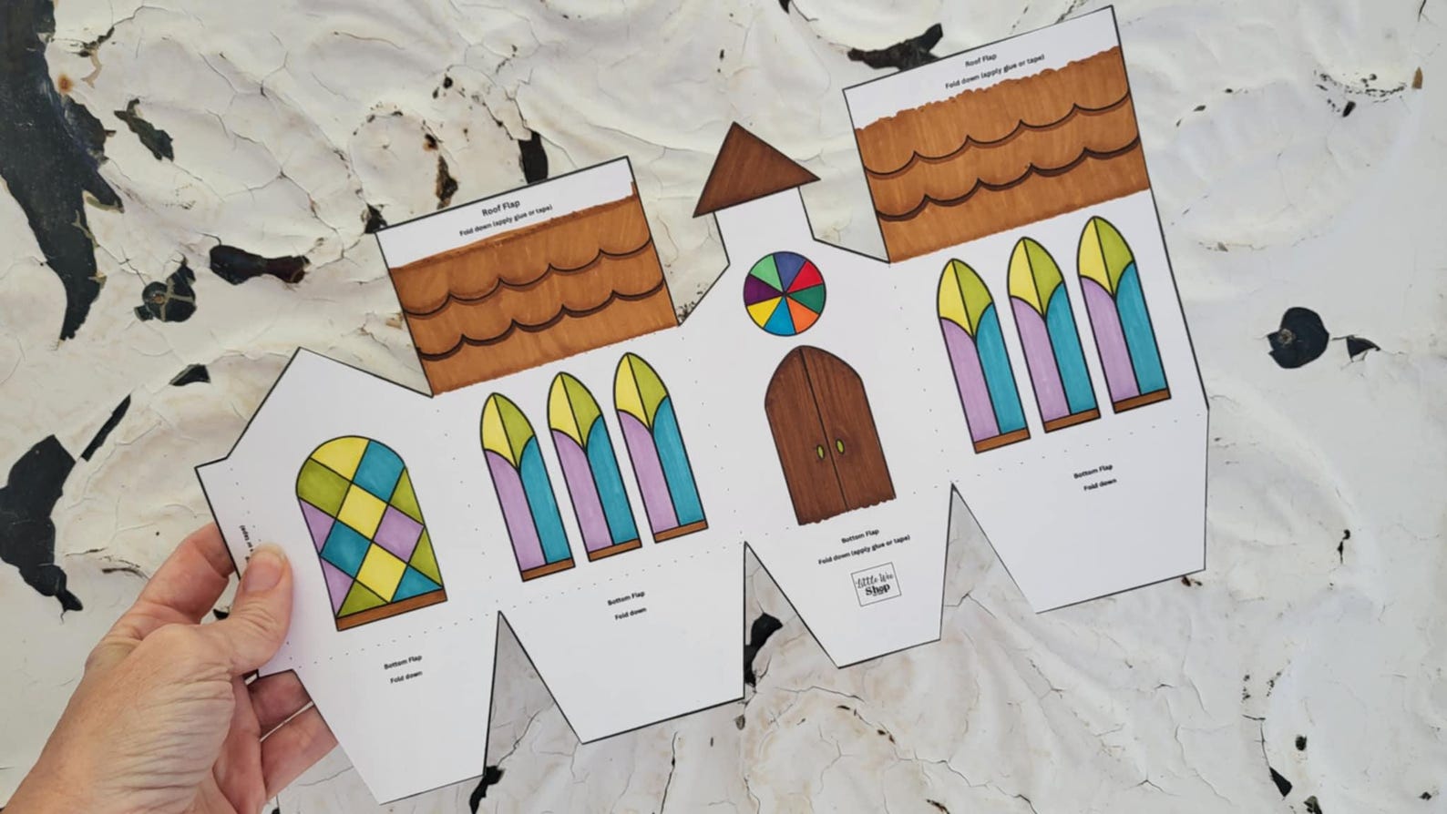 Printable Origami Paper Church, Paper Church Kit,folded Paper House, X ...