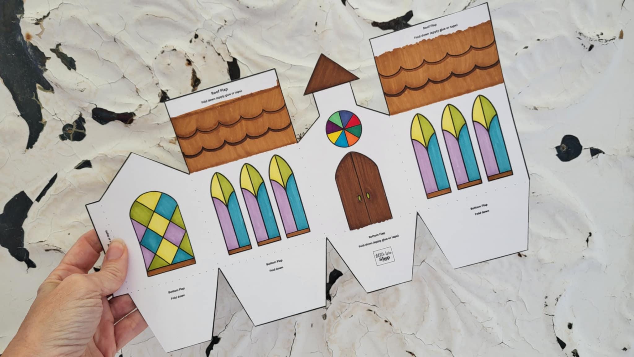 Printable Origami Paper Church, Paper Church Kit,folded Paper House, X ...