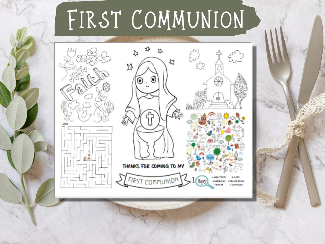 Communion Kids Activity Placemat, Instant Download First Christening ...