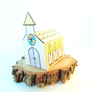 Printable Origami Paper Church, Paper Church Kit,folded Paper House, X ...