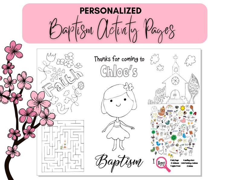 Christening Baptism Coloring Pages Confirmation Activity - Etsy Canada