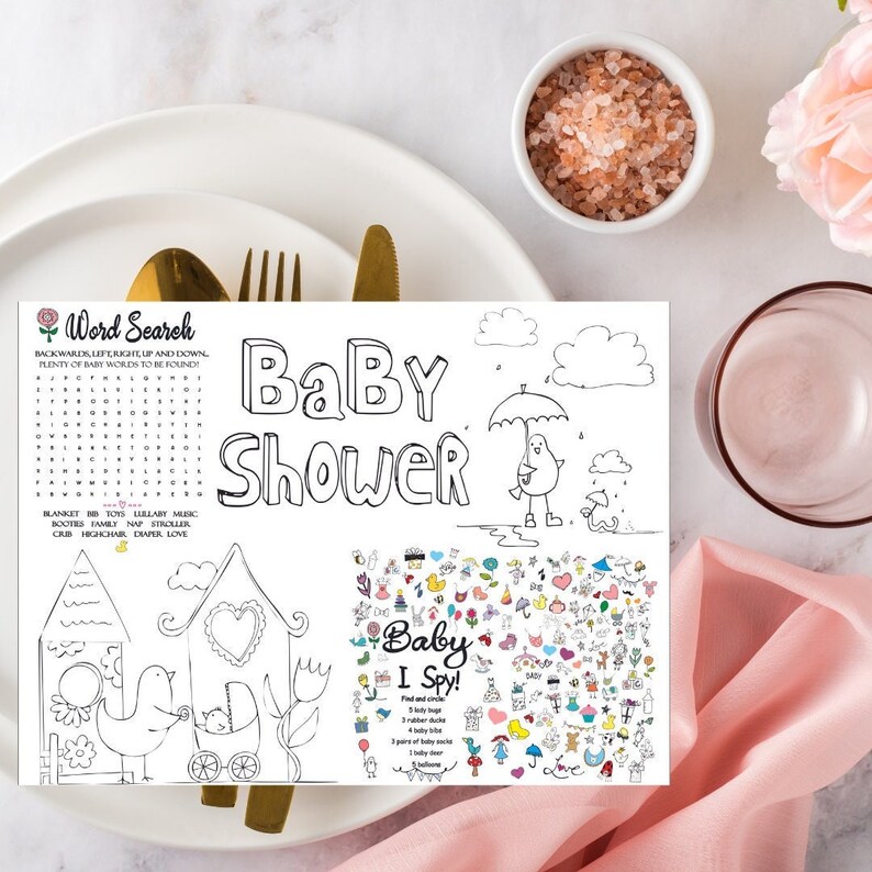 Baby Shower Activity Placemat Baby Shower Games Instant - Etsy