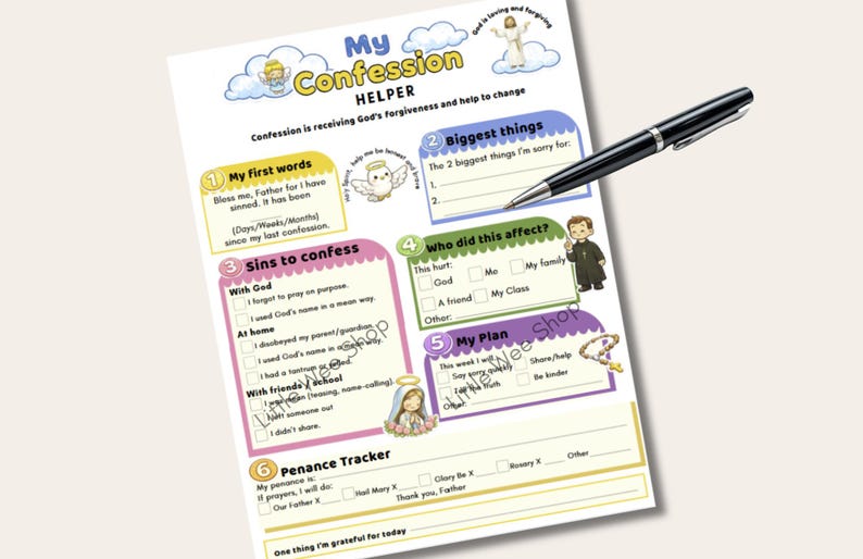 Catholic Confession Helper for Kids PDF Exam of Conscience + How to ...