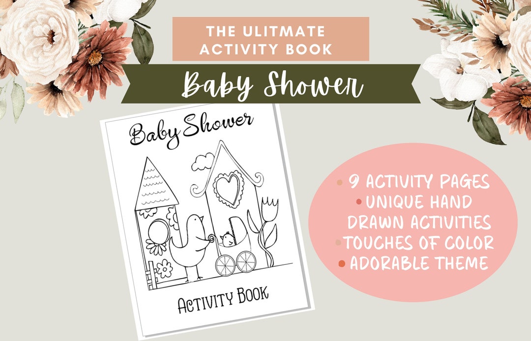 Baby Shower Coloring Book, Kids Activity Book, Shower Games, Instant ...
