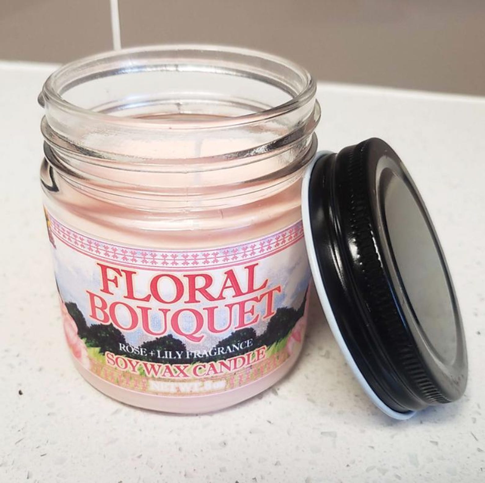 Floral Bouquet: Rose & Lily Fragrance Single Wick Soy Wax Candle - Etsy