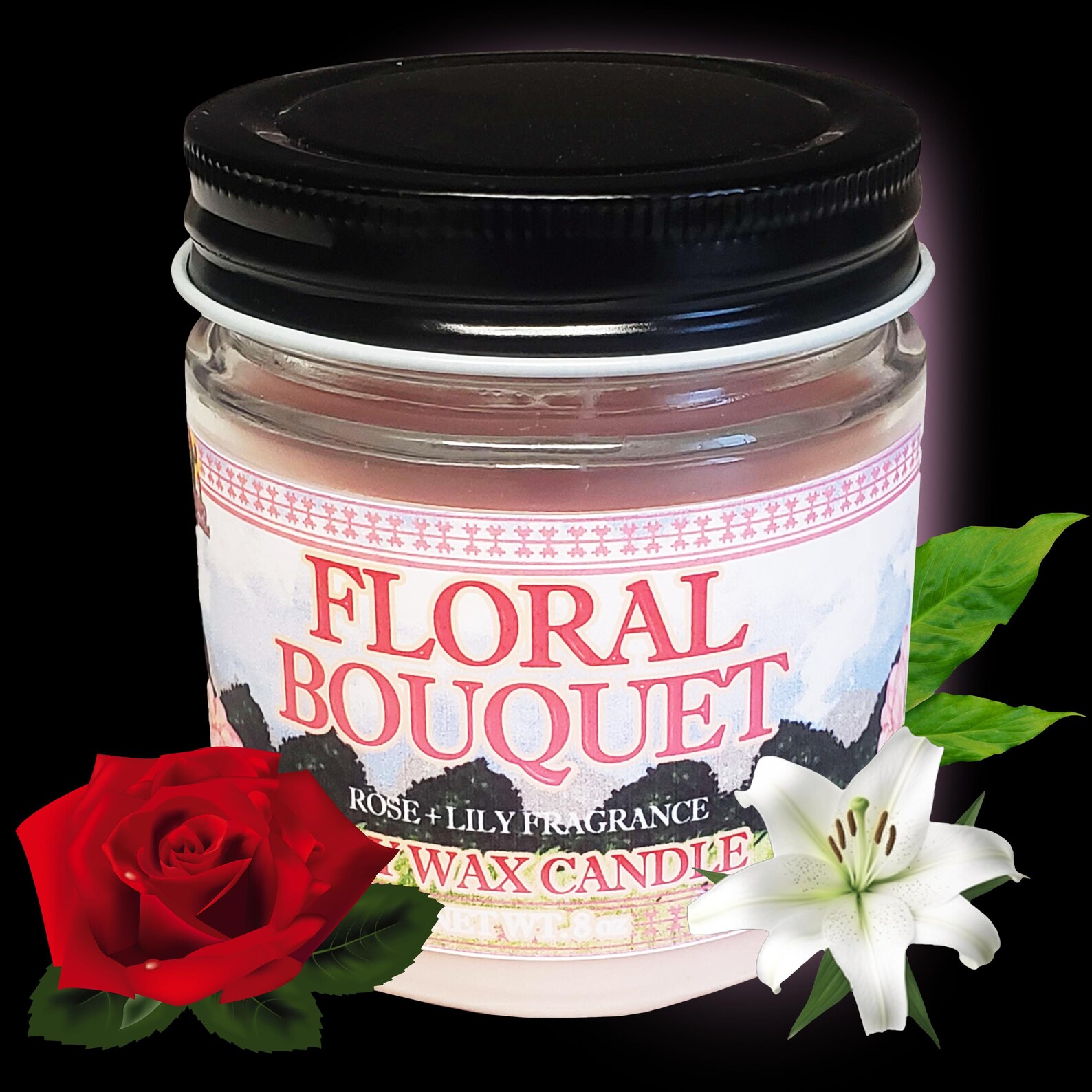 Floral Bouquet: Rose & Lily Fragrance Single Wick Soy Wax Candle - Etsy
