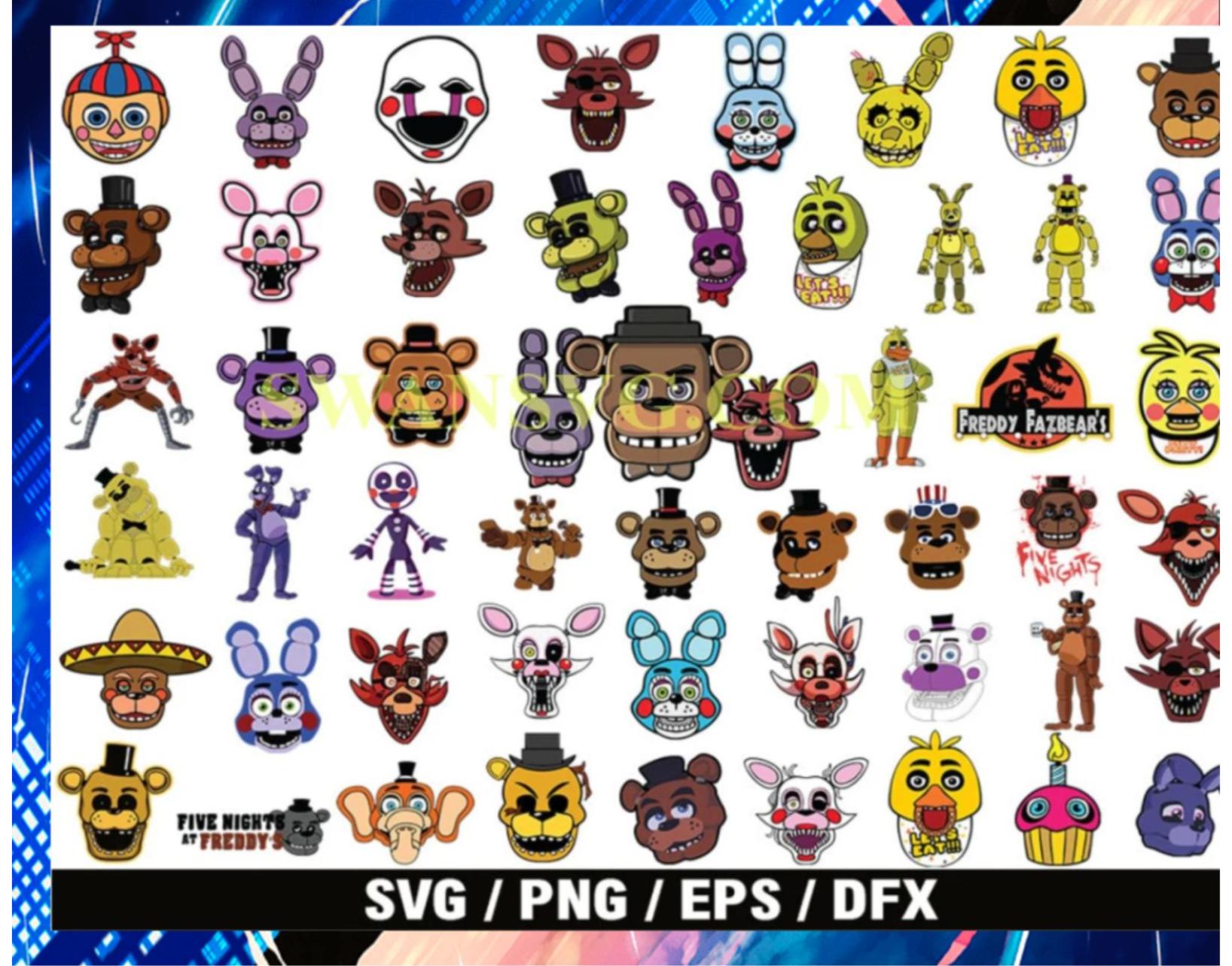 320 FNAF Bundle Svg, FNAF Svg, Five Nights at Freddy's Set, Freddy's ...