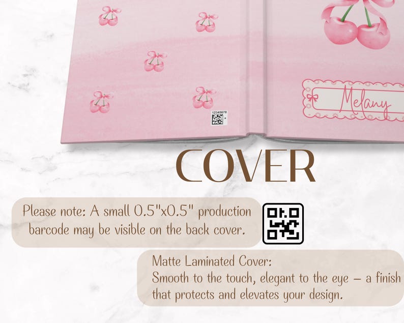 Coquette Cherry Bow Personalized Notebook Custom Pink Journal for Girls ...