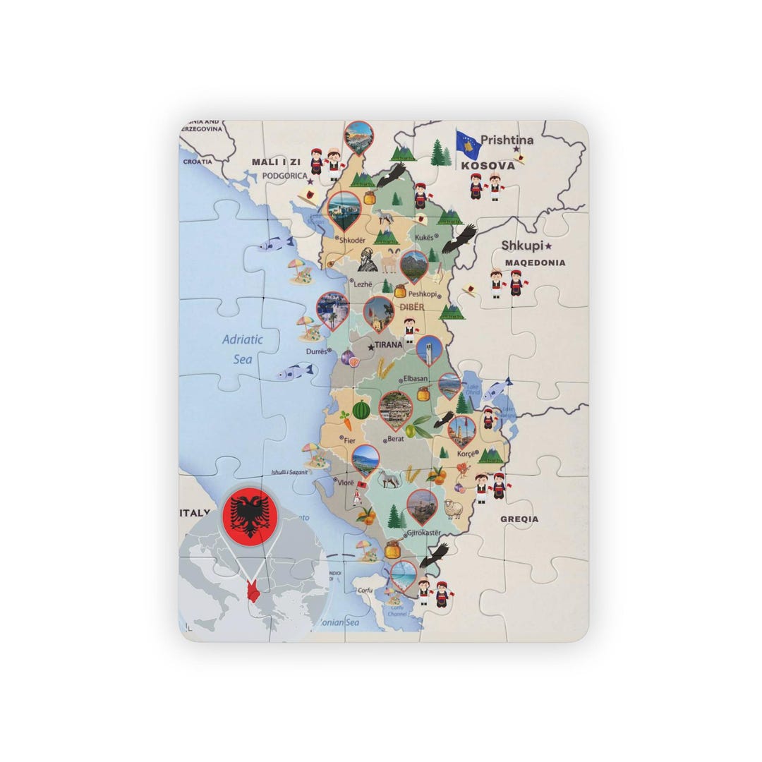 Kids Puzzle, 30-piece With Albanian Map - Perfect Gift to Learn About ...