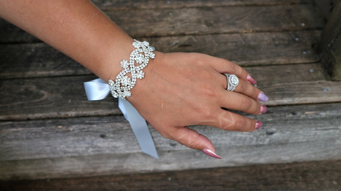 Silver Rhinestone Bridal Cuff,wedding Accessories, Bracelet,crystal ...