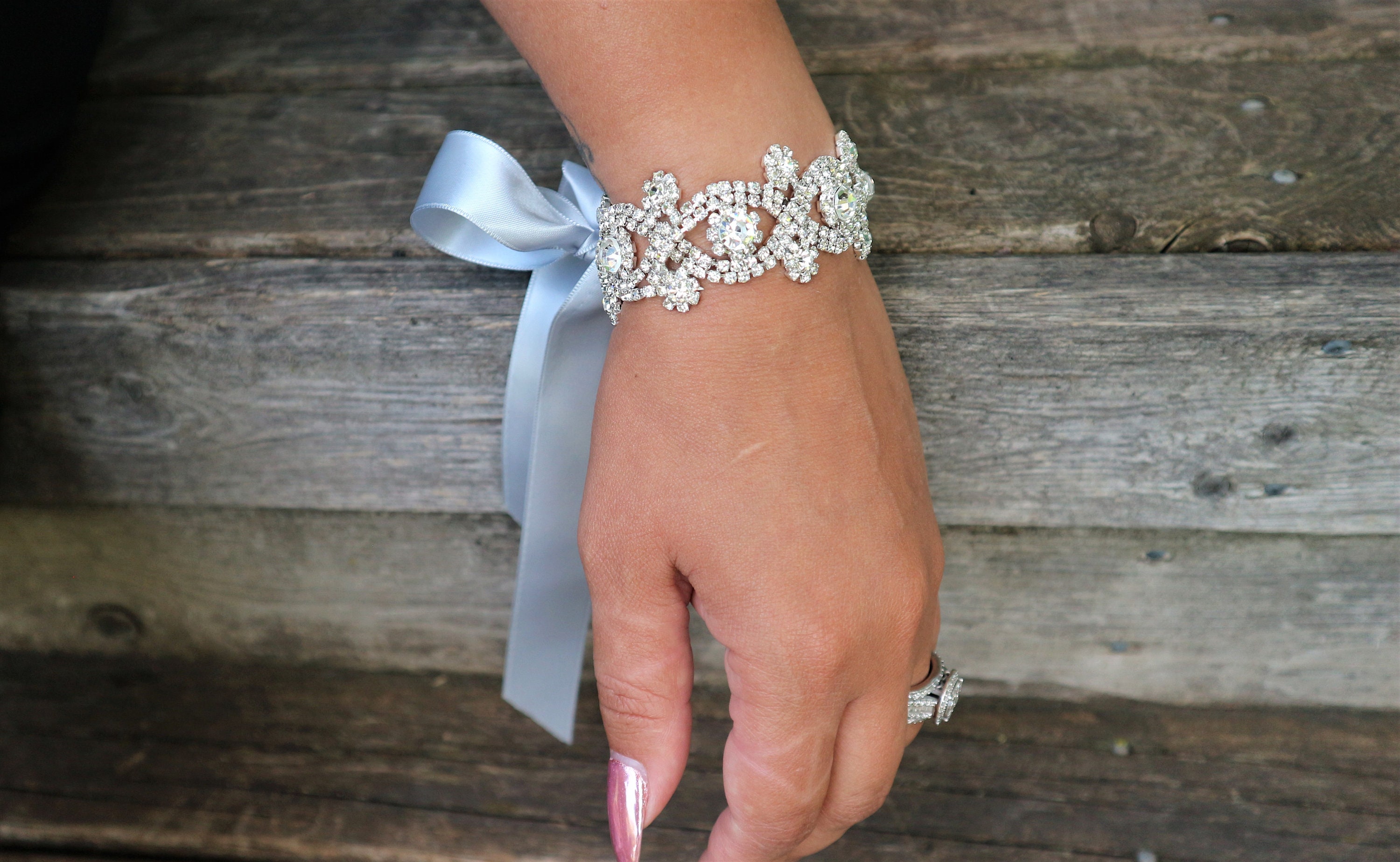 Silver Rhinestone Bridal Cuff,wedding Accessories, Bracelet,crystal ...