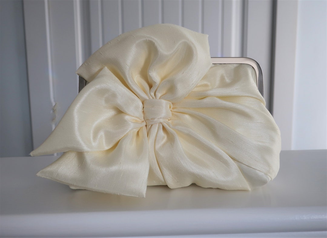 Ivory Bow Clutch, Bridal Accessories, Bridal Clutch, Bridesmaid Clutch ...