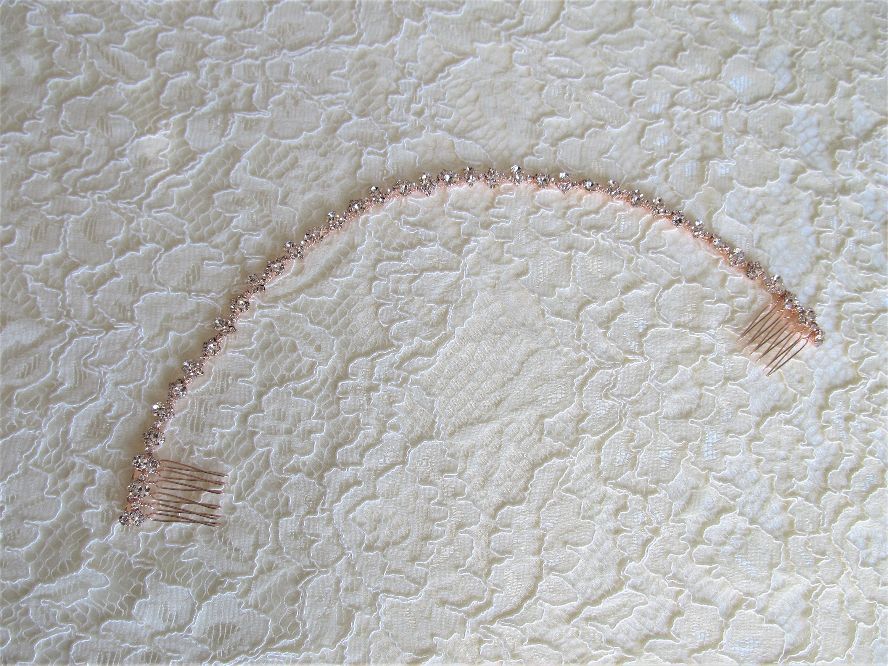 Delicate Rose Gold Crystal Rhinestone Headband Wedding | Etsy