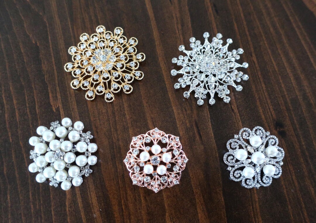 Rhinestone Brooches, Pearl Brooches,bridal Brooch, Wedding Jewelry ...