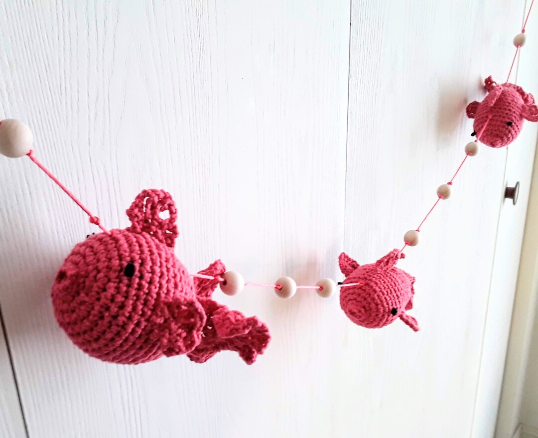 Crocheted Goldfish Garland: Coral Fish Softie Banner, Baby Shower Decor ...