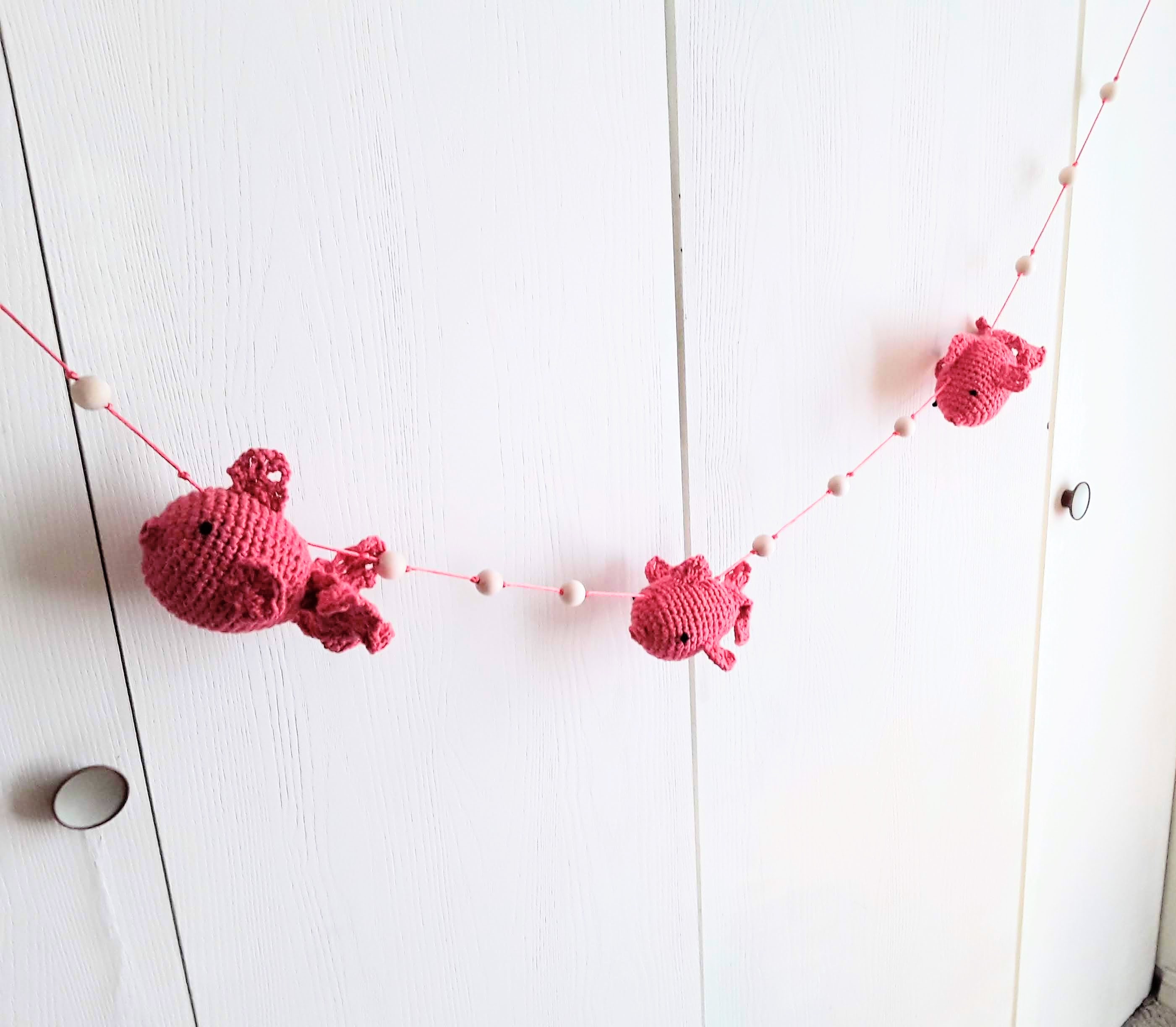 Crocheted Goldfish Garland: Coral Fish Softie Banner, Baby Shower Decor ...