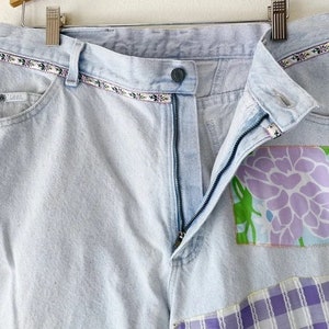 Vintage Womens Mom Patchwork Boho Hippie Reworked Jeans 34x30 - Etsy