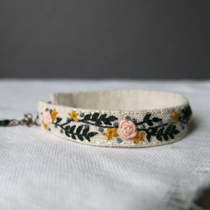 Floral Cuff Bracelet - Etsy