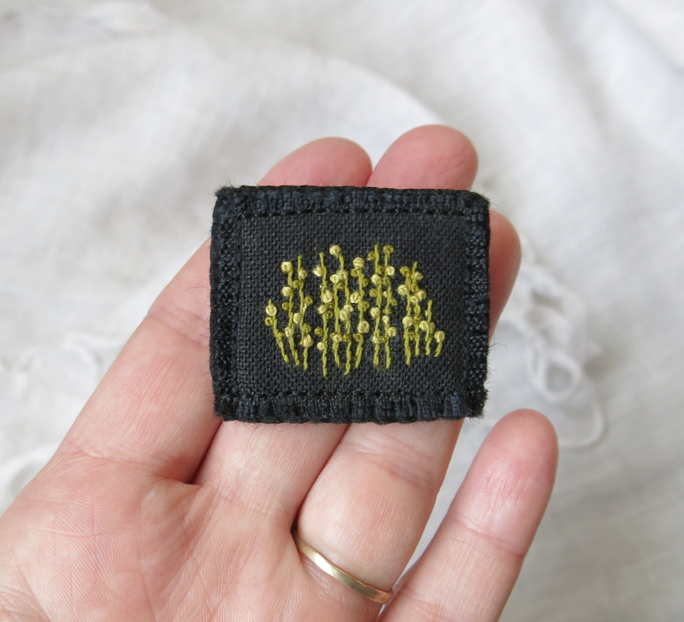 Spring Sprouts Hand Embroidered Brooch Pin, Embroidery Brooch, Stitched ...