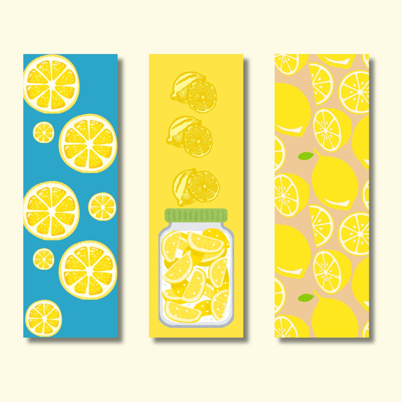 Lemons Printable Bookmarks, PDF File.set of 6 Cute Bookmarks.printable ...