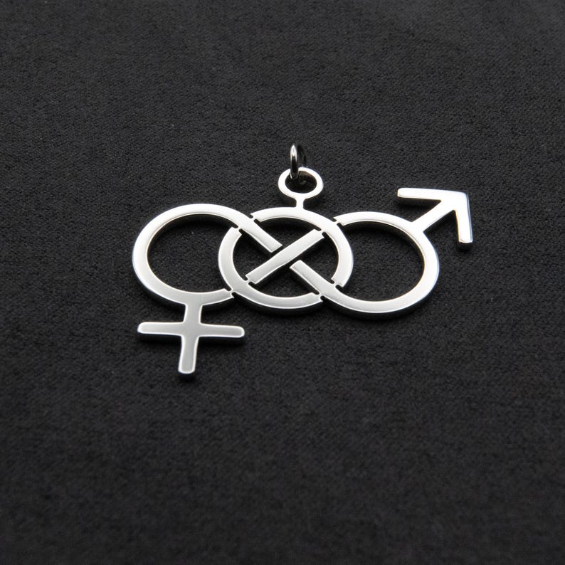 Bisexual Pride Necklace: Holographic Stainless Steel Bi Symbol LGBTQ+ ...