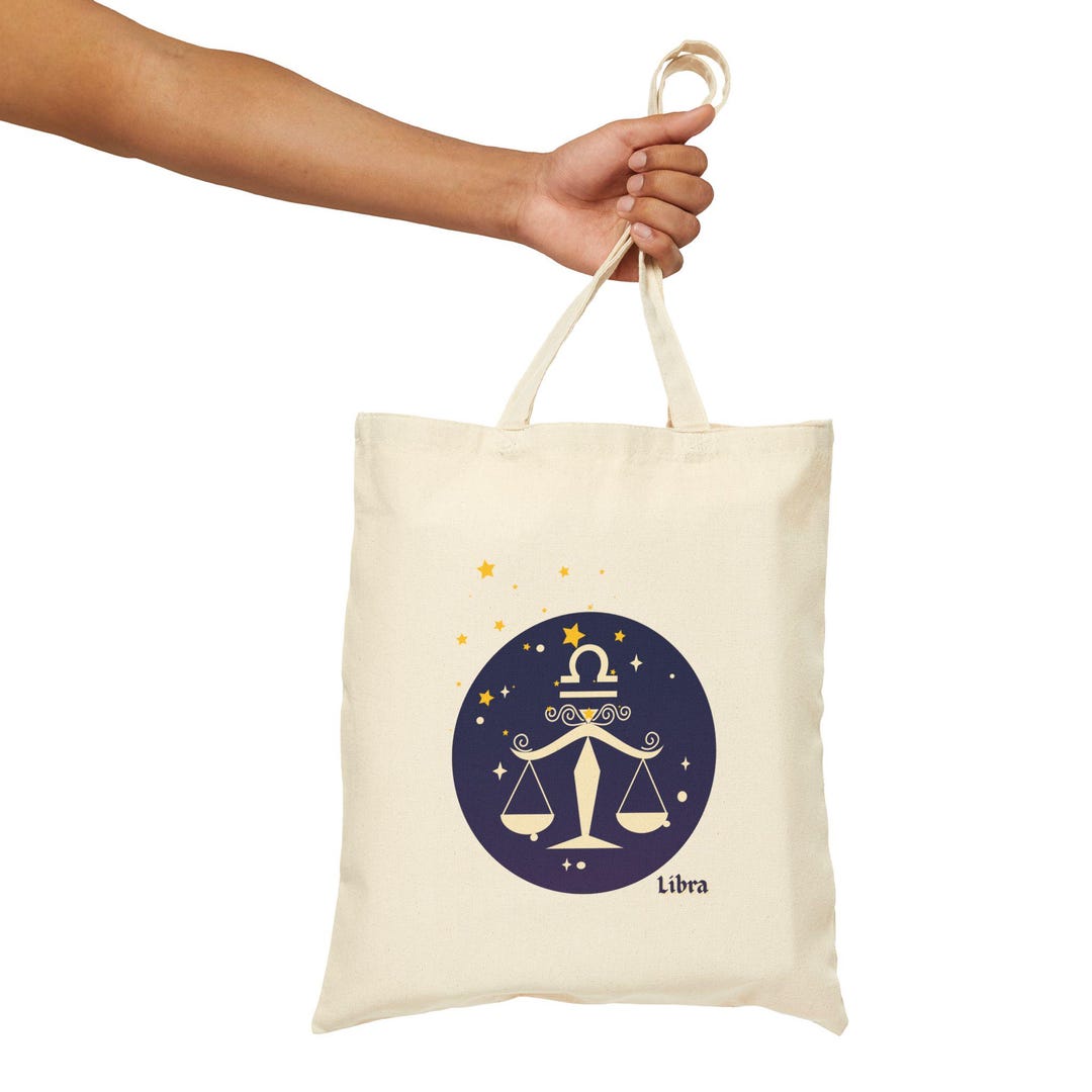Libra Scales Tote Bag | Zodiac Astrology Canvas Tote Celestial Print ...