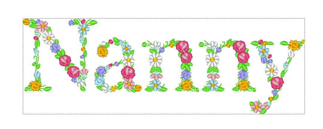 Floral Font nanny Machine Embroidery File - Etsy