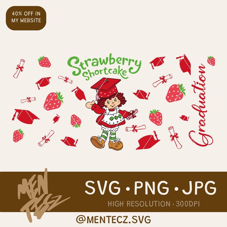 Strawberry Graduation Bundle – Doll With Cap and Diploma – Digital ...