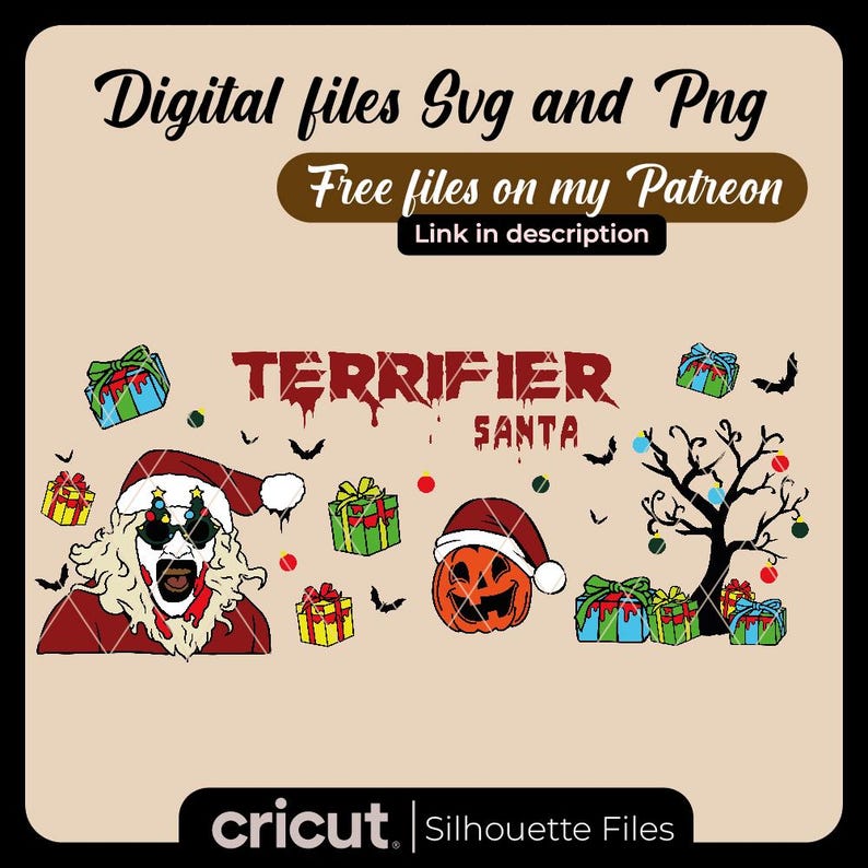 Terrifier Santa SVG, Wrap Christmas Svg, Art the Clown Svg, Png - Etsy