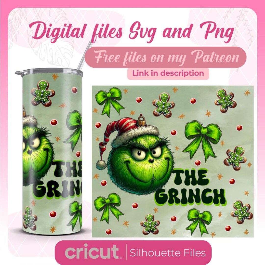 Grinch Face the Baubles Png, Christmas Png, Wrap for Tumbler 20oz Png ...