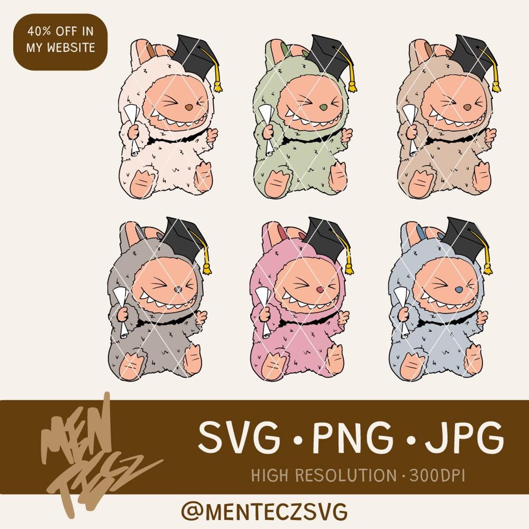 Labubu Graduation Cute SVG, Pack, Labubu Graduation Day Topper for ...