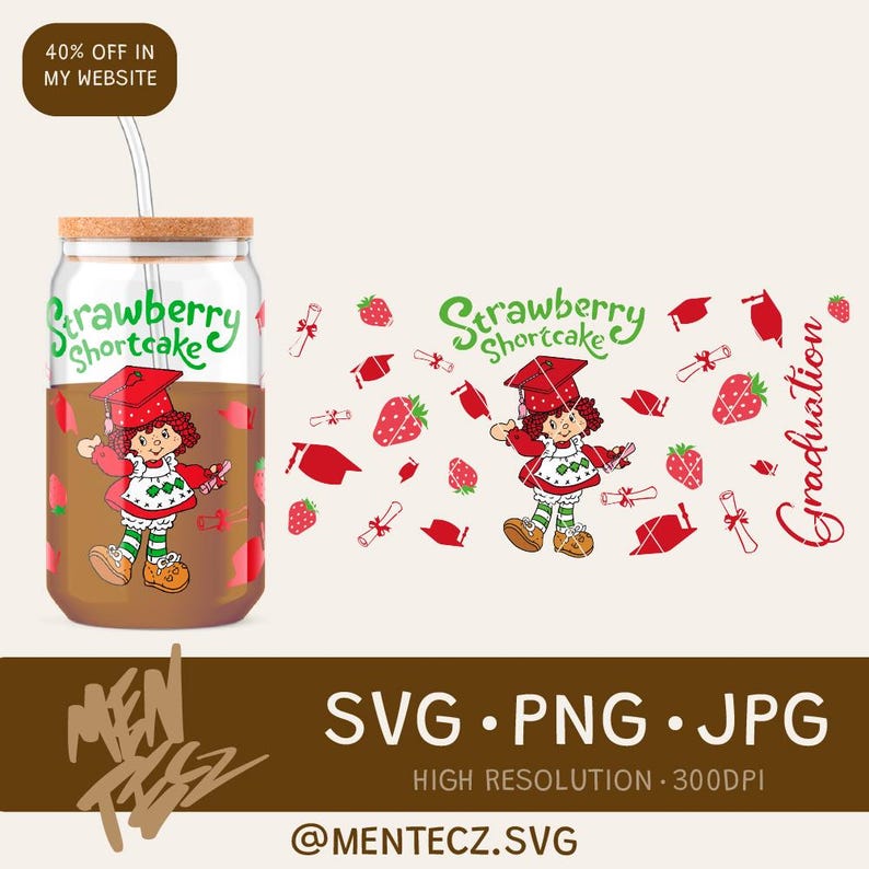 Strawberry Graduation Bundle – Doll With Cap and Diploma – Digital ...