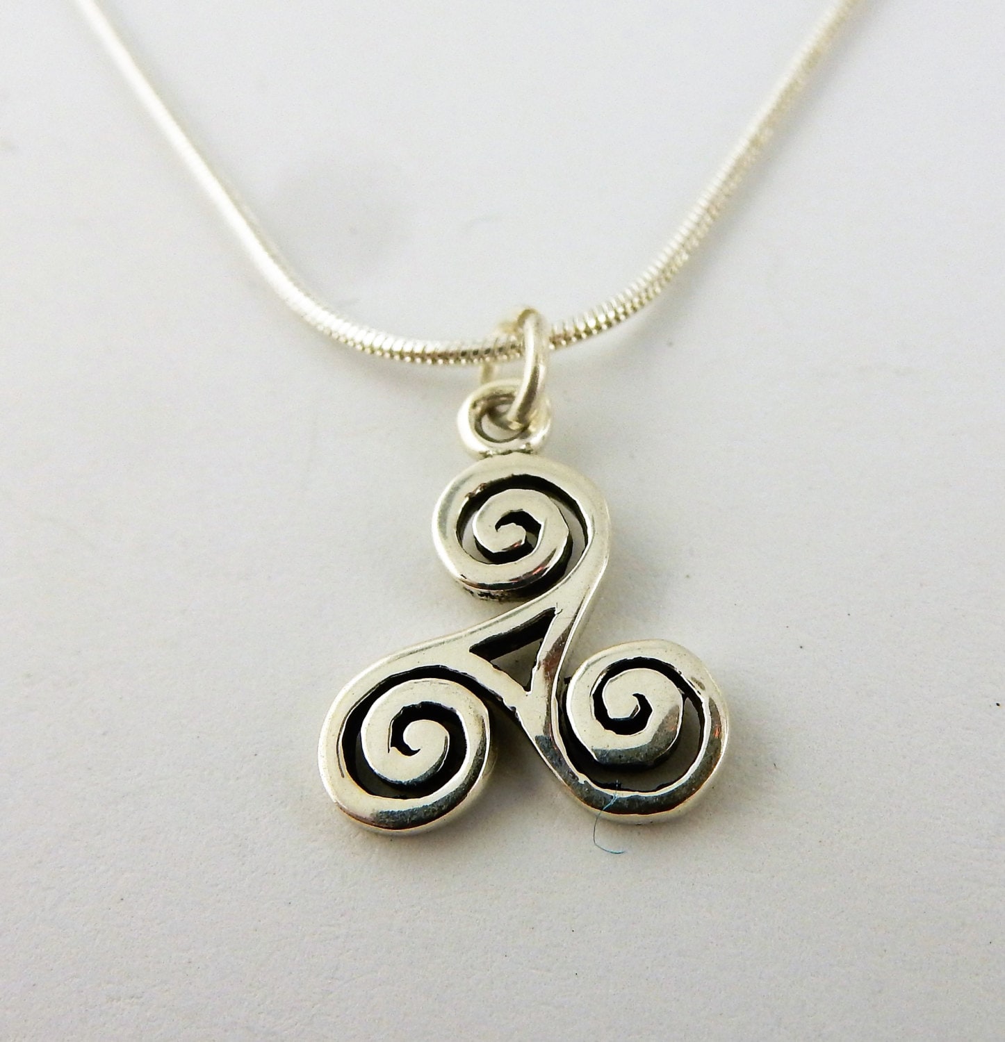 Sterling Silver Celtic Irish Triskele Charm Pendant on an 18 Snake ...