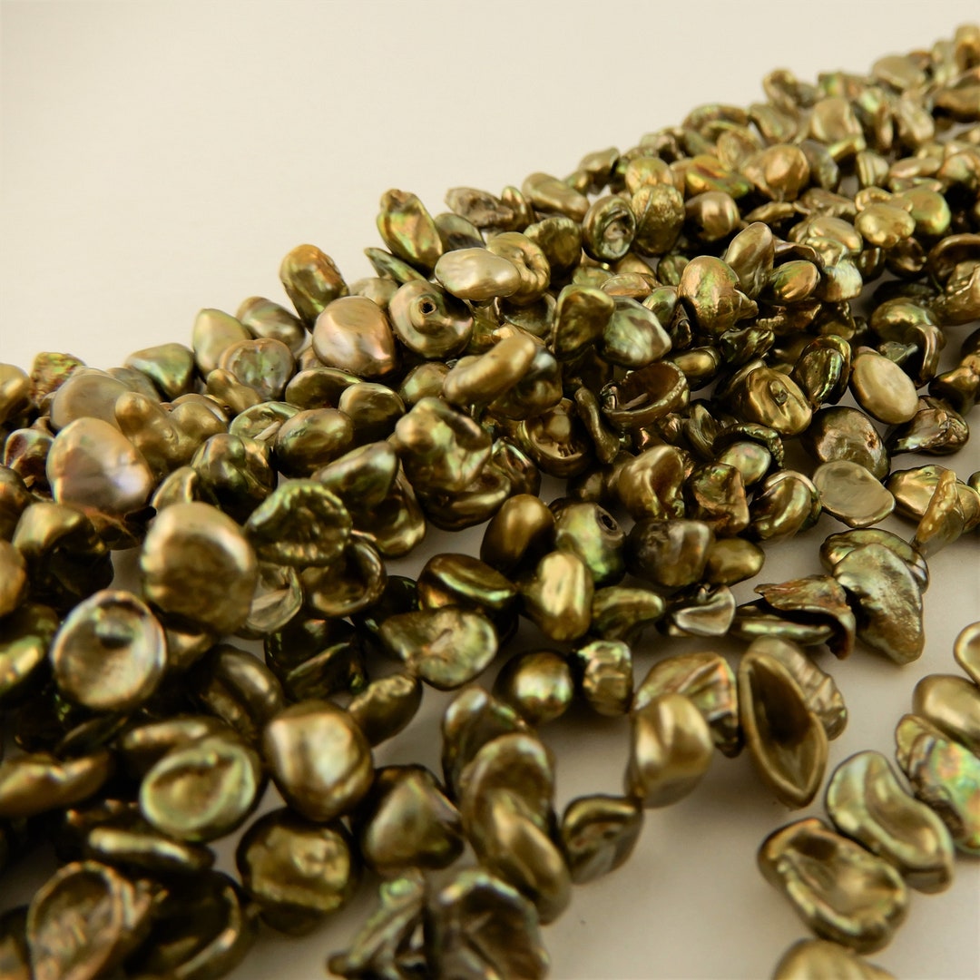 5mm X 7mm Keishi Olive Green 15" Strand of Freshwater Pearls for ...