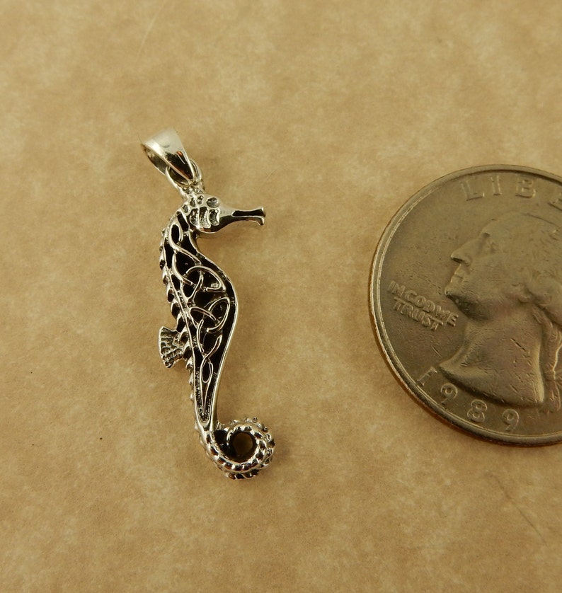 Sterling Silver Seahorse with Celtic Knots pendant | Etsy
