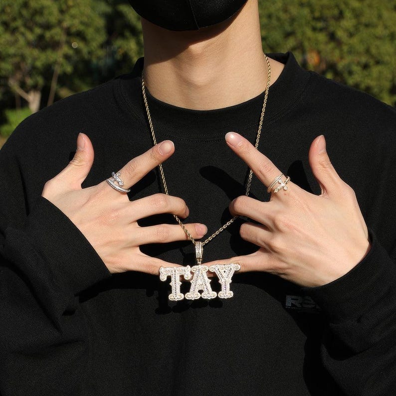 Custom Iced Out Name Necklace, Personalized Bling Nameplate Necklace ...