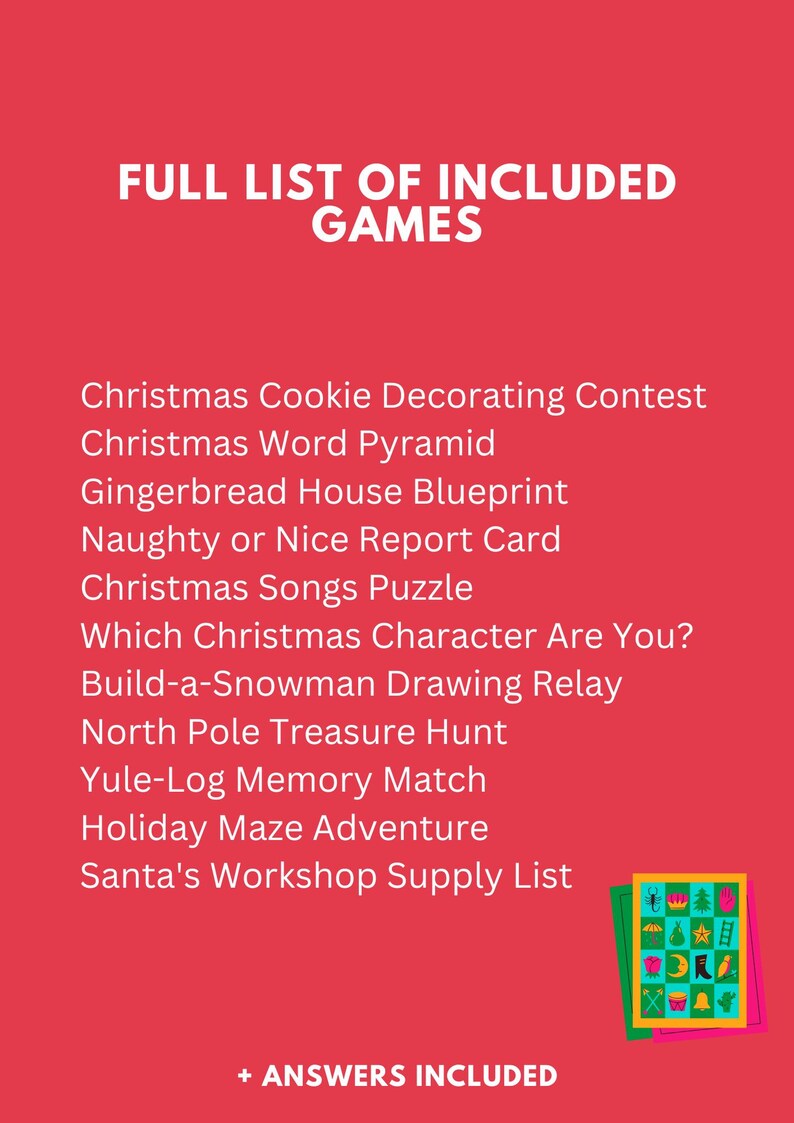 Printable Christmas Game Bundle 11 Fun Holiday Games for Family ...