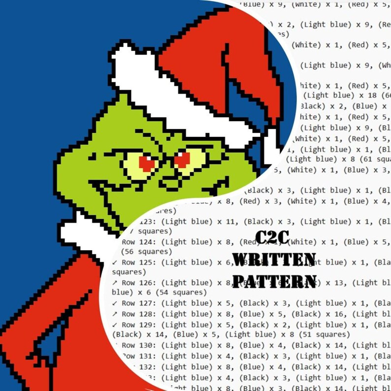 Grinch Blanket Pattern (C2C) - Chart/diagram. Written Description ...