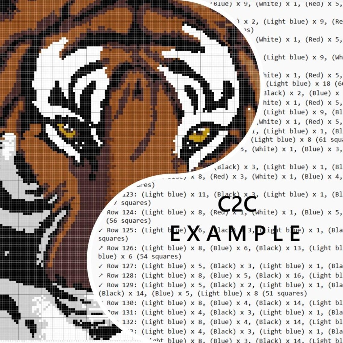 Tiger Head Crochet Pattern and Written Crochet Pattern C2c.blanket.pdf ...